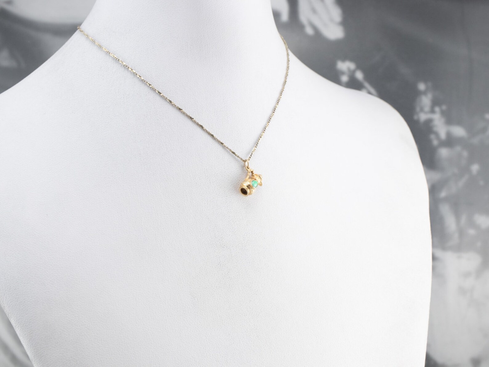 Ornate Teal Glass and Gold Pitcher Charm 14K Yellow Gold - Etsy