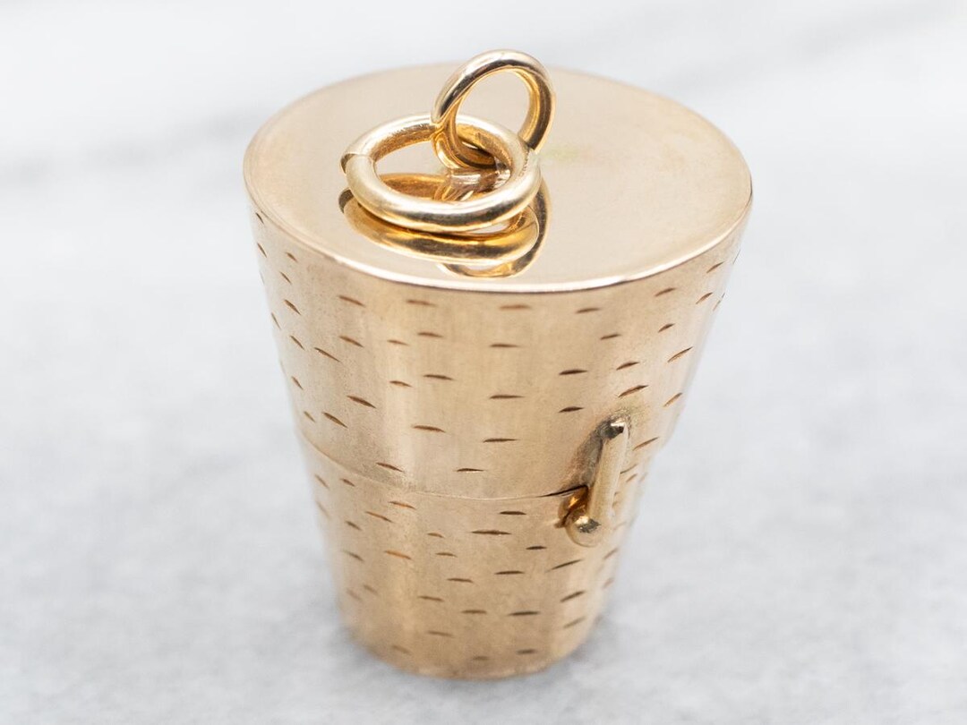 Opening Container Pendant, Yellow Gold Pendant, Container Pendant, Gold ...