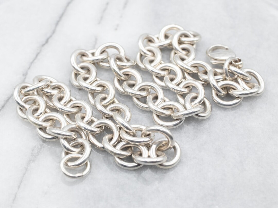 Sterling Silver Heavy Oval Link Chain With Lobster Clasp, Sterling ...