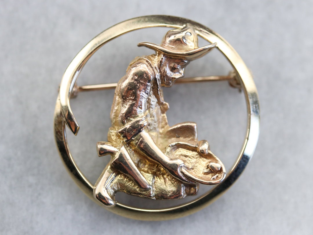 Vintage 10K Gold 49er Miner Brooch, Gold Rush Lapel Pin - Etsy