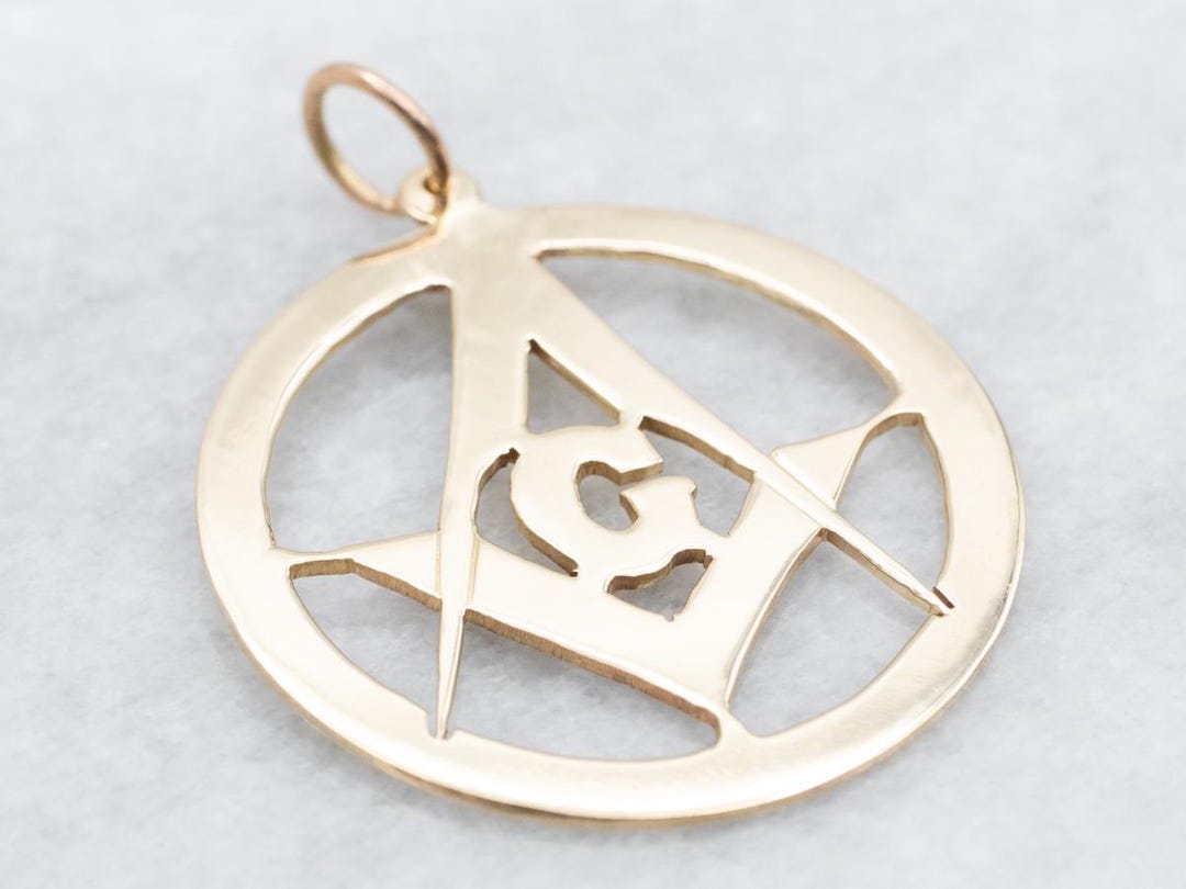 Gold Masonic Symbol Pendant, Yellow Gold Masonic Pendant, Masonic ...