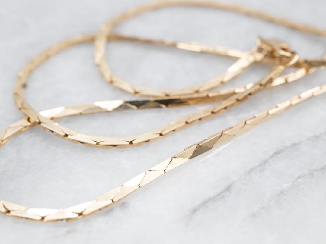 14K Gold Cobra Chain, Gold Necklace, Flat Chain, Layering Necklace ...