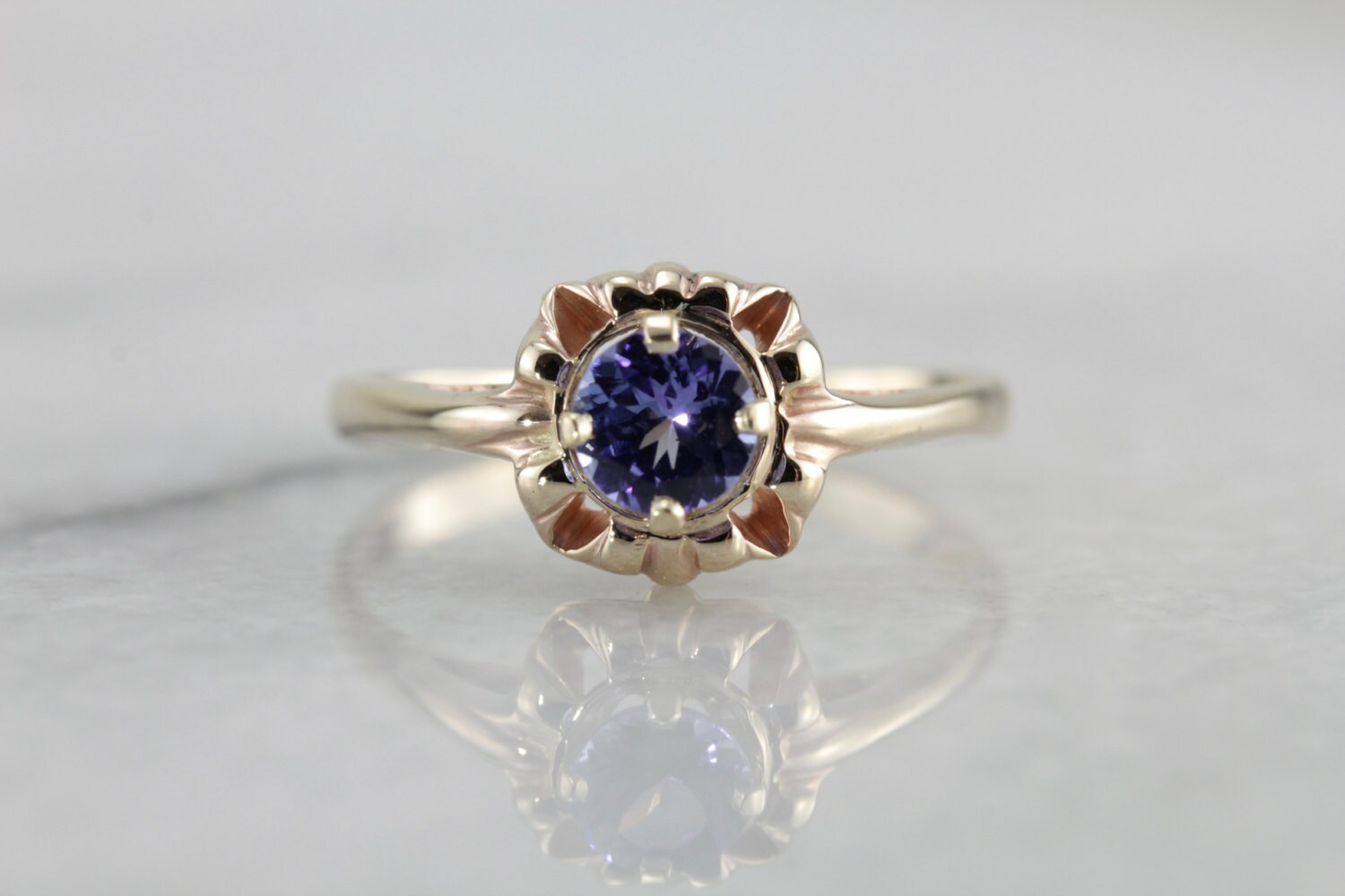 Retro Era Tanzanite Solitaire Ring Victorian Revival Ladies - Etsy