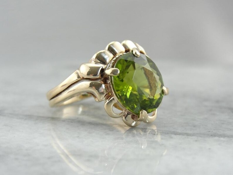 Rare Retro Era Two Piece Peridot Ring for Cocktail or as | Etsy