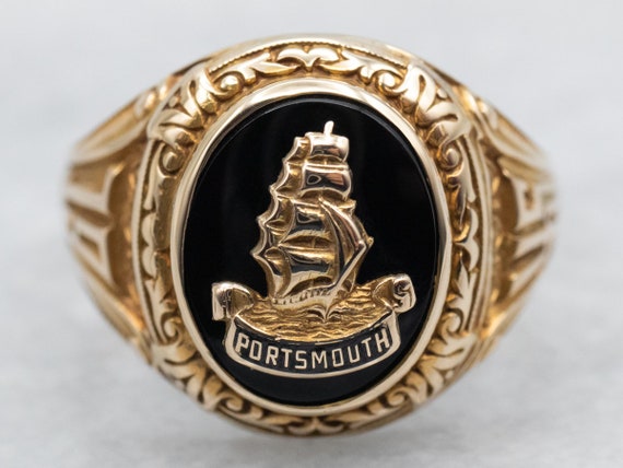 Vintage 1945 Gold Class Ring, Portsmouth NH Class Rin… - Gem