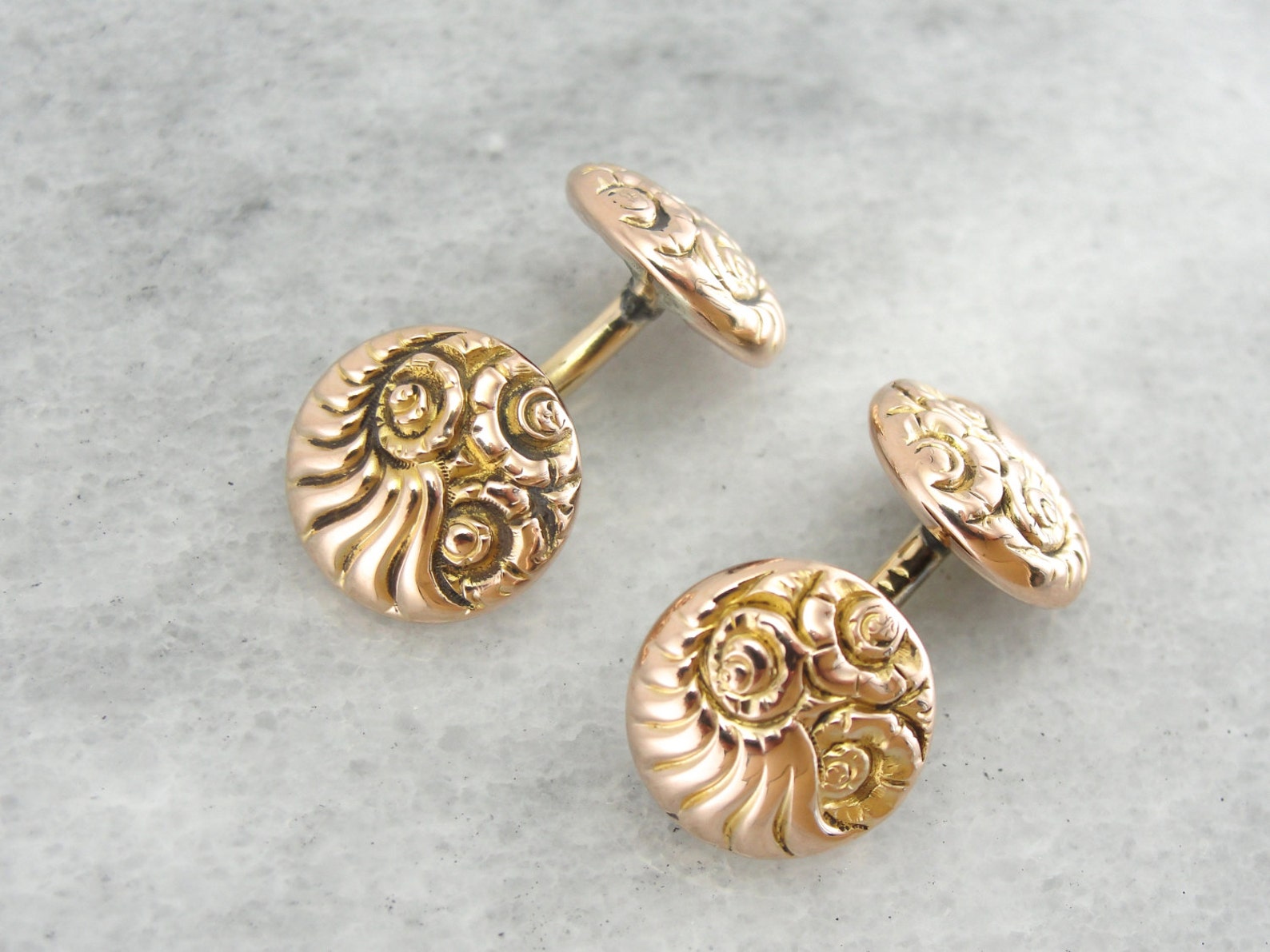 Antique Rose Gold Victorian Cufflinks With Cornucopia Motif T31KC8-N - Etsy