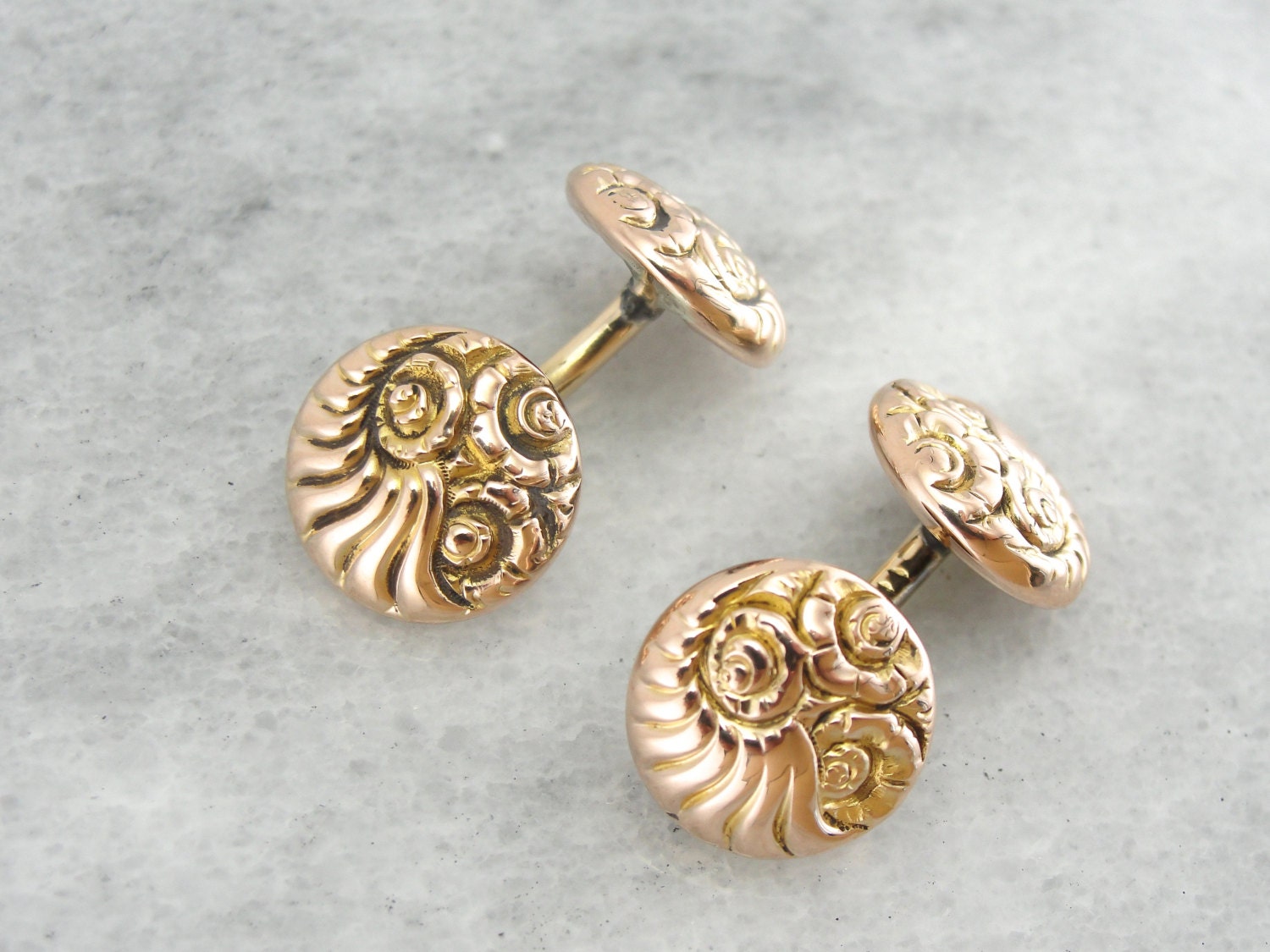 Antique Rose Gold Victorian Cufflinks With Cornucopia Motif T31KC8-N - Etsy