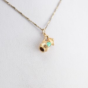 Ornate Teal Glass and Gold Pitcher Charm, 14K Yellow Gold Charm ...