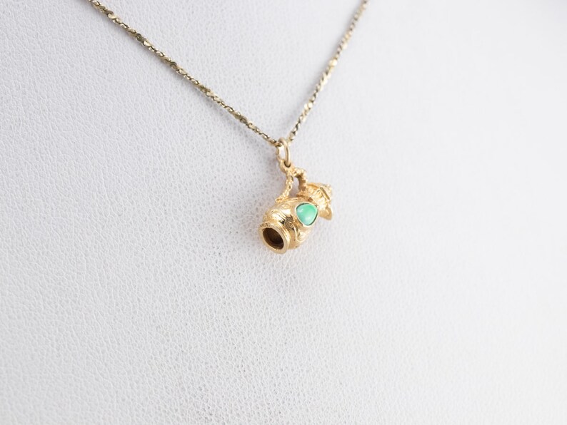 Ornate Teal Glass and Gold Pitcher Charm 14K Yellow Gold - Etsy