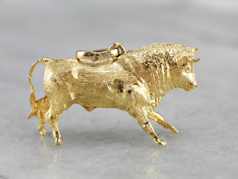 Detailed Bull Gold Charm, Bull Pendant, Spanish Charm, Running of the ...