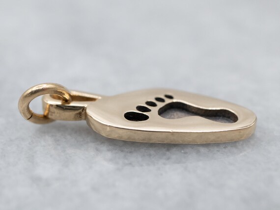 Gold Silhouette Foot Print Charm, Small Gold Foot Pri… - Gem