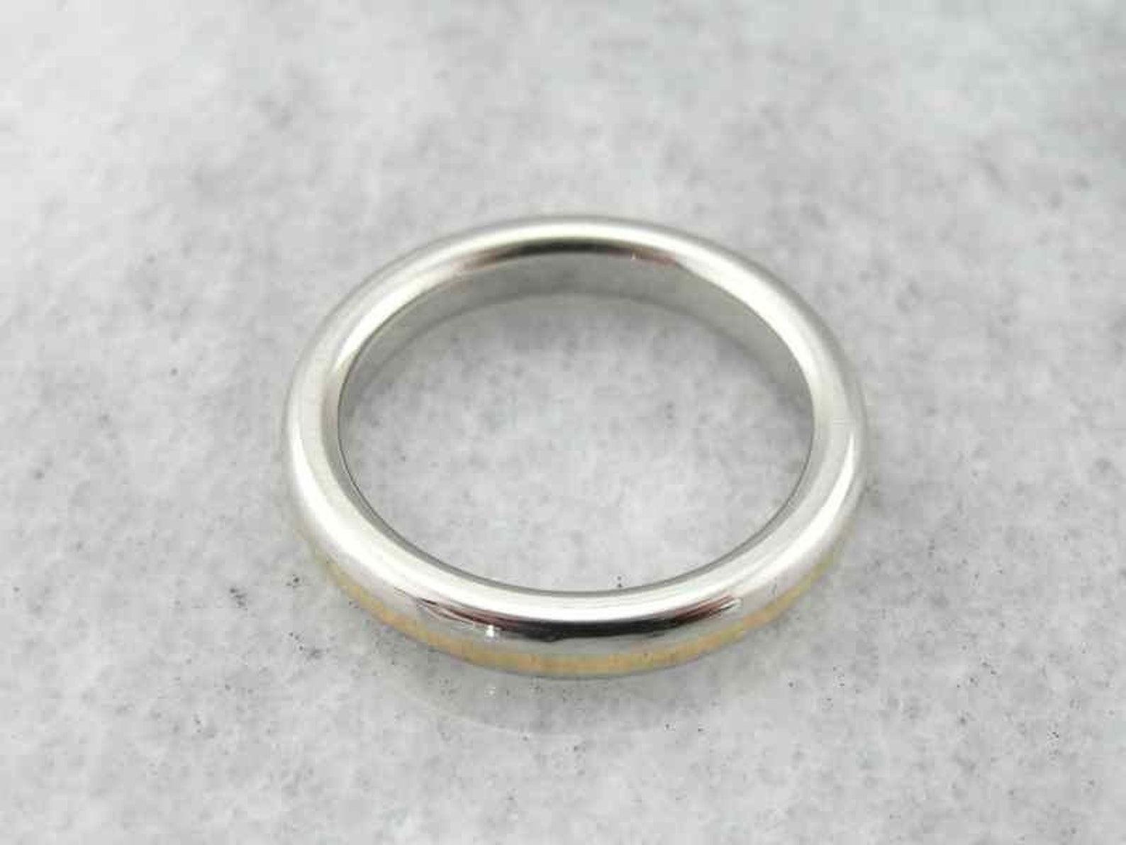 Simple Platinum and 18K Yellow Gold Mixed Metals Wedding Band - Etsy