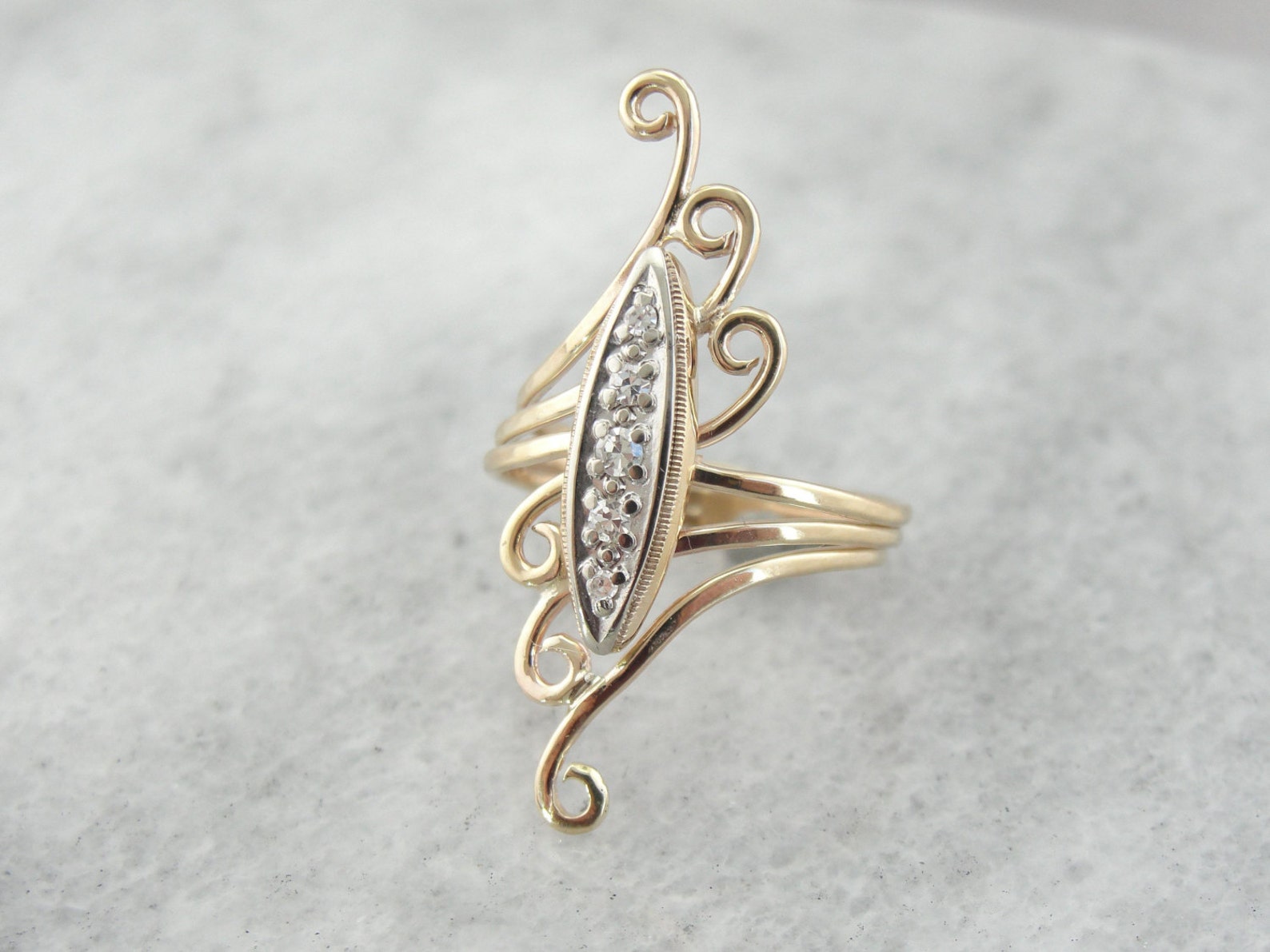 Swirling Double Winged Ladies Cocktail Ring Q2VD4K-D - Etsy