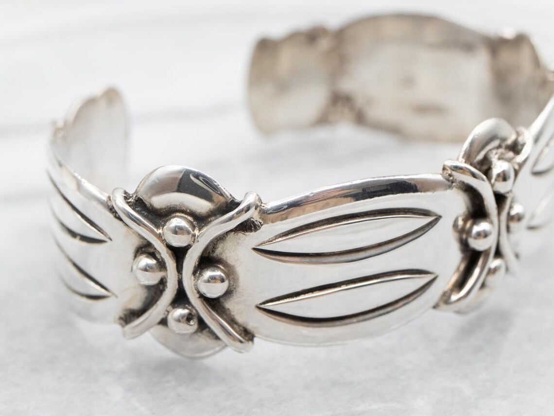 Taxco Sterling Silver Cuff Bracelet, Ornate Patterned Mexican Jewelry ...