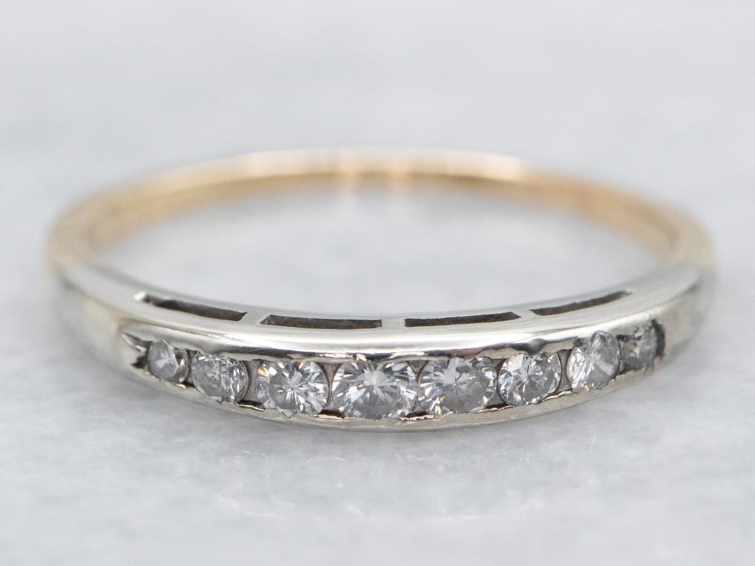 Two Tone Diamond Wedding Band, Two Tone Band, Diamond Band, Wedding ...