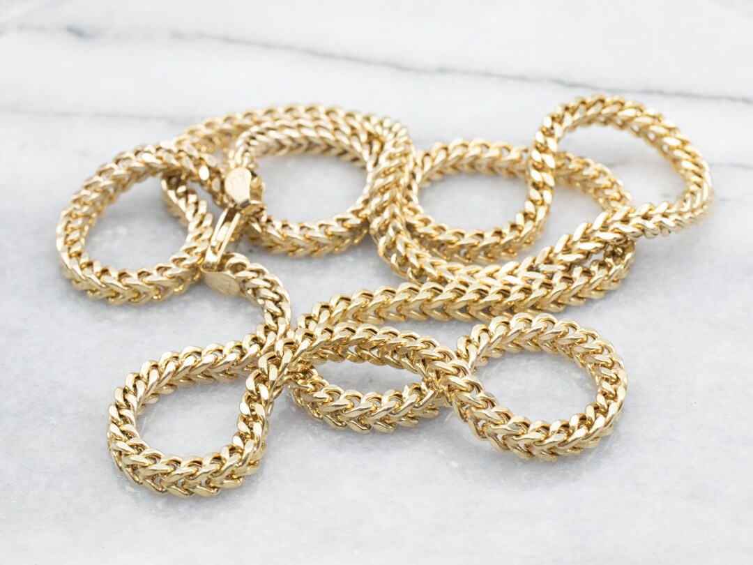 Yellow Gold Square Wheat Chain With Lobster Clasp, Yellow Gold Wheat ...