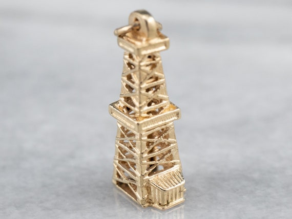 Gold Oil Rig Charm Vintage Oil Tower Charm Yellow Gold - Etsy
