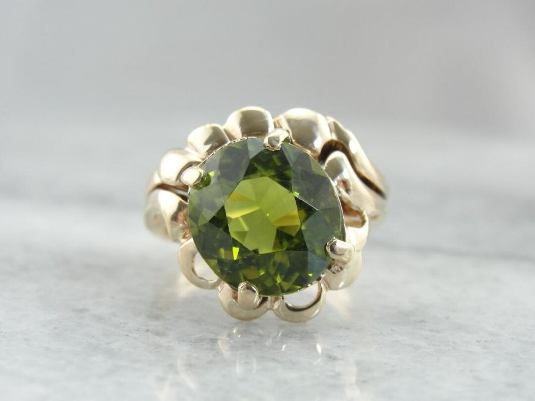 Rare Retro Era Two Piece Peridot Ring for Cocktail or as - Etsy