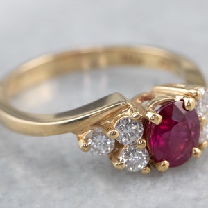 Ruby and Diamond Engagement Ring, Yellow Gold Ruby Ring, Anniversary ...