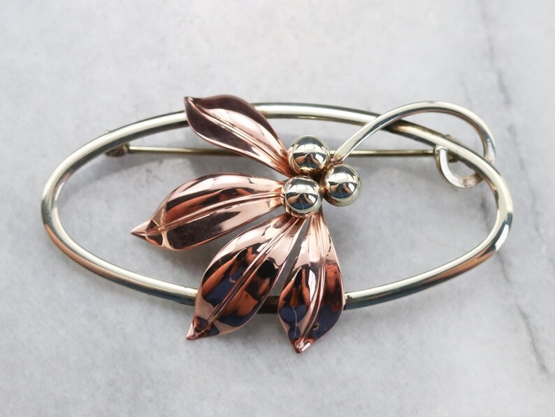 Retro Era Floral Brooch Mixed Metal Brooch Forstner Jewelry - Etsy