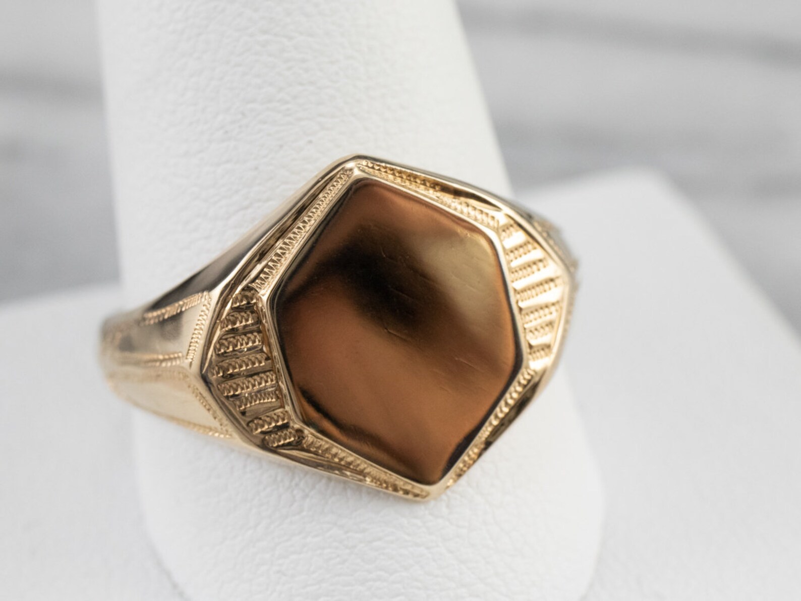 Vintage Gold Hexagonal Signet Ring Unisex Signet Ring Gold - Etsy