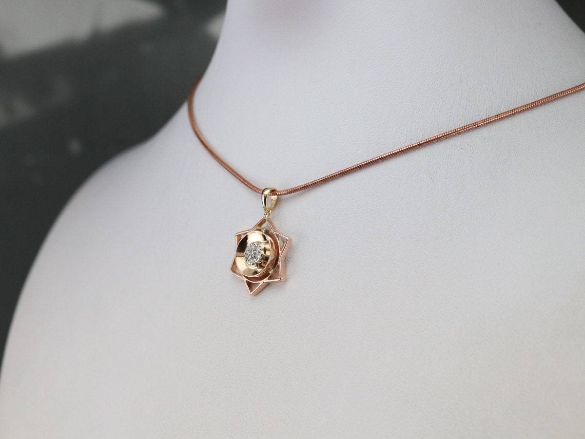 Diamond Gold Star Pendant Six Pointed Star Pendant Bridal | Etsy