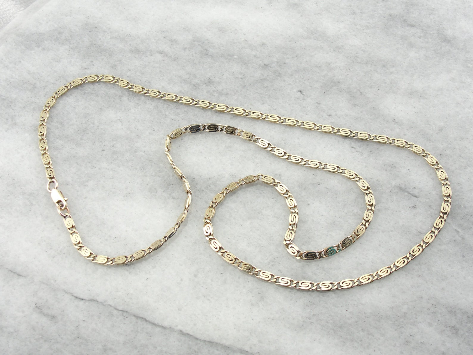 Simple Yellow Gold Snail Chain With Spiral Links YUMU3K-R - Etsy