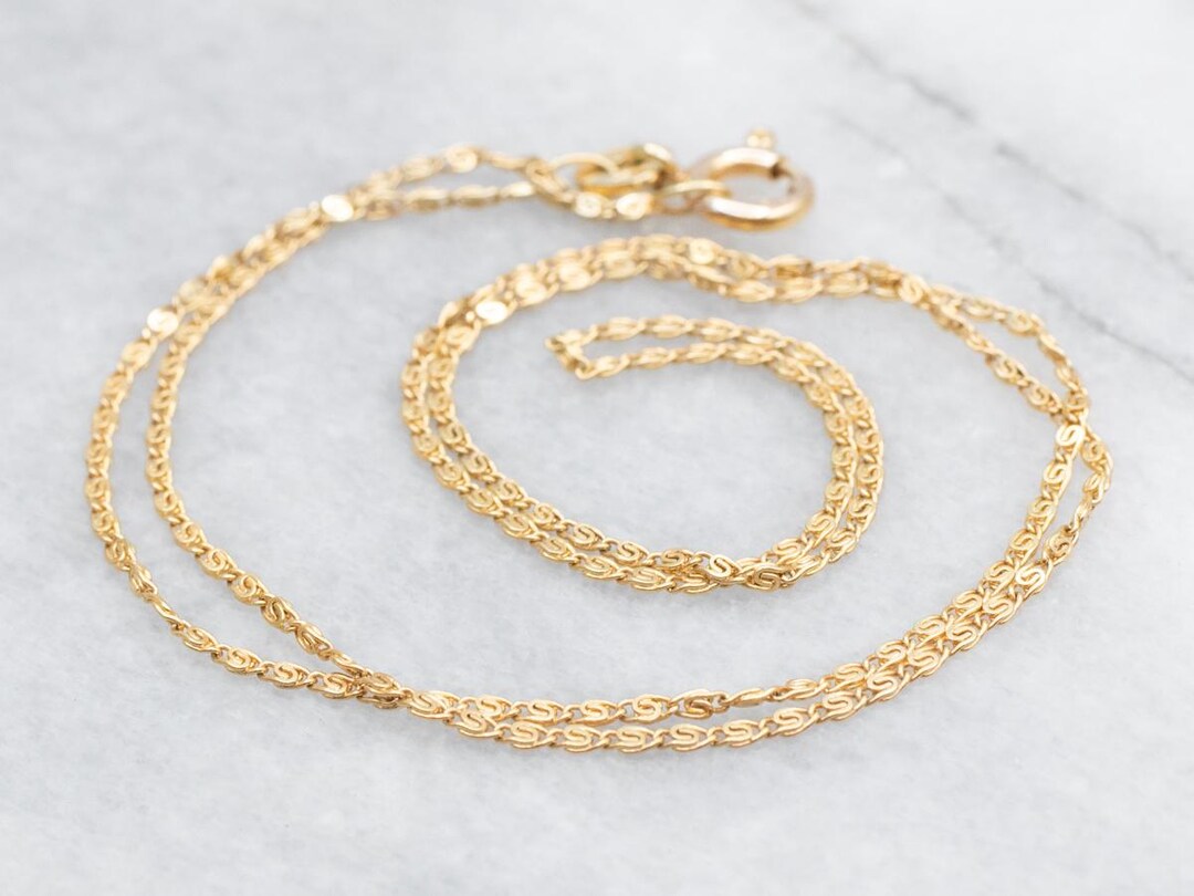 Snail Chain With Spring Ring Clasp, Yellow Gold Chain, Gold Snail Chain ...