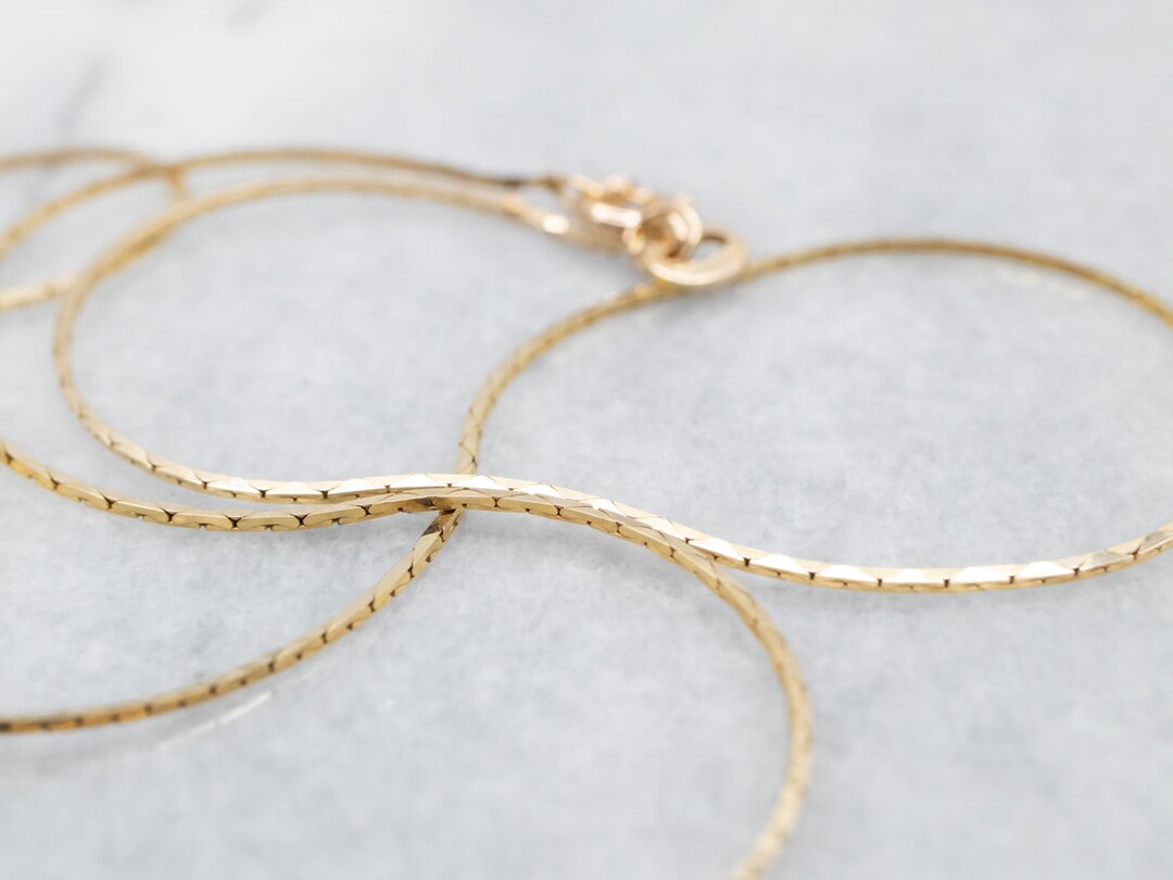 Yellow 14 Karat Gold Boston Link Chain, Flat Chain, Layering Necklace ...