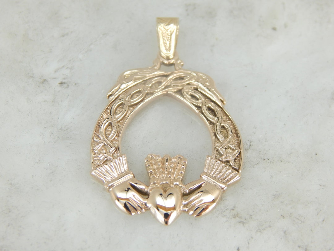 Claddagh Wreath Pendant With Bird and Celtic Knot Details 33T01C-D - Etsy