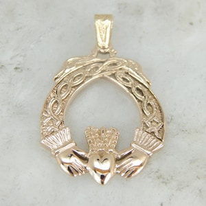 Claddagh Wreath Pendant With Bird and Celtic Knot Details 33T01C-D - Etsy