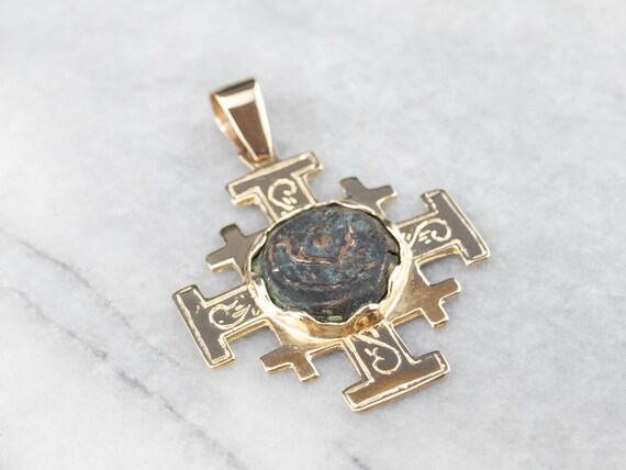 Widow's Mite Coin Cross, Old Coin Pendant, Jerusalem … - Gem