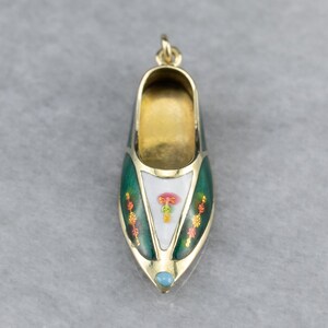 Enamel Gold Slipper Charm, Painted Slipper Charm, Shoe Charm, Vintage ...