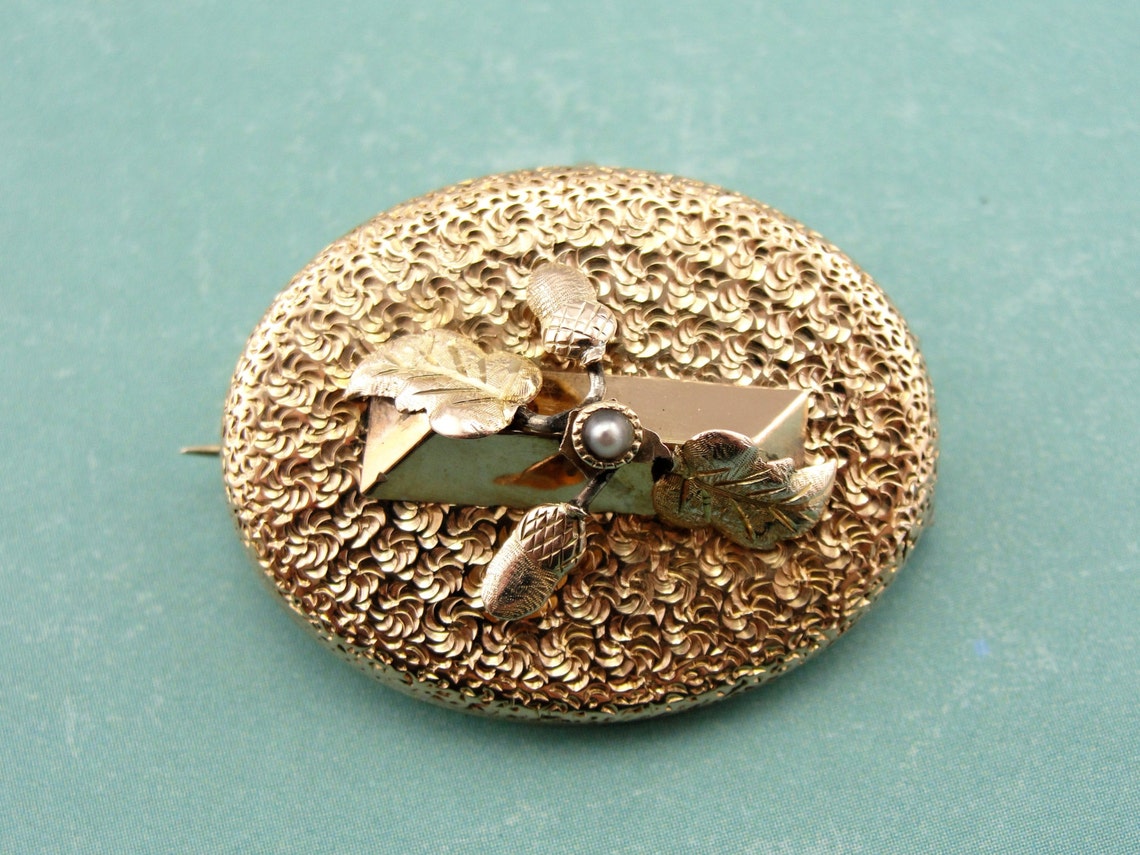 Victorian Acorn and Leaves Brooch With Seed Pearl Detail - Etsy