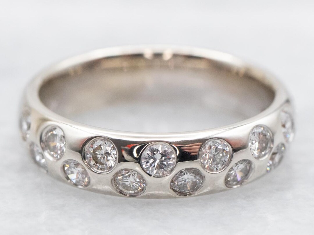 Modern Flush Set Double Row Diamond Band, Flush Set Diamond Band ...