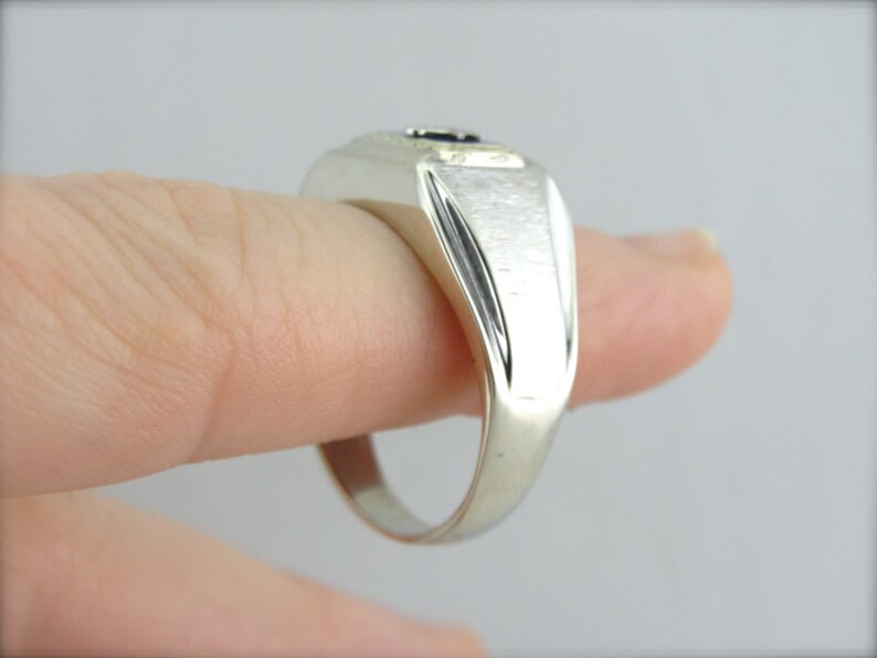 Vintage Masonic Ring in Guilloche Enamel and Textured White Gold - Etsy