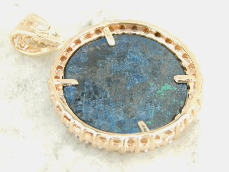 Earthy Azurite and Diamond Pendant EM4WL6-N - Etsy