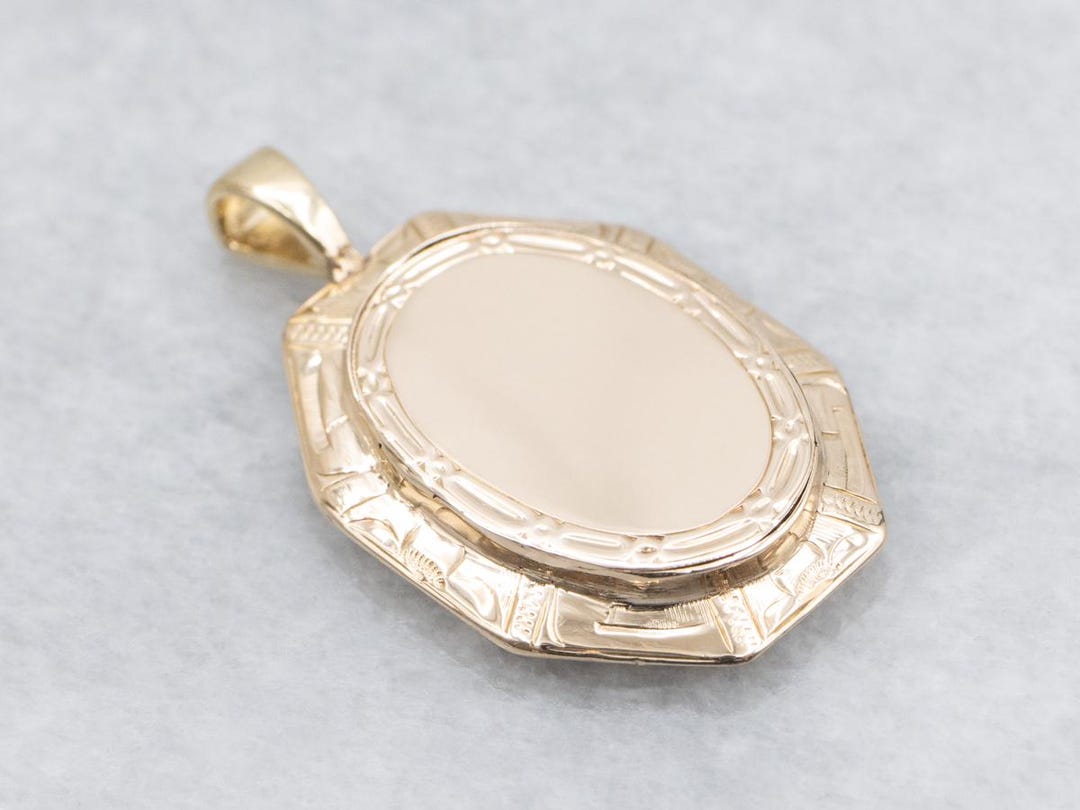 10K Yellow Gold Cufflink Conversion Pendant, Engraved Edge - Etsy