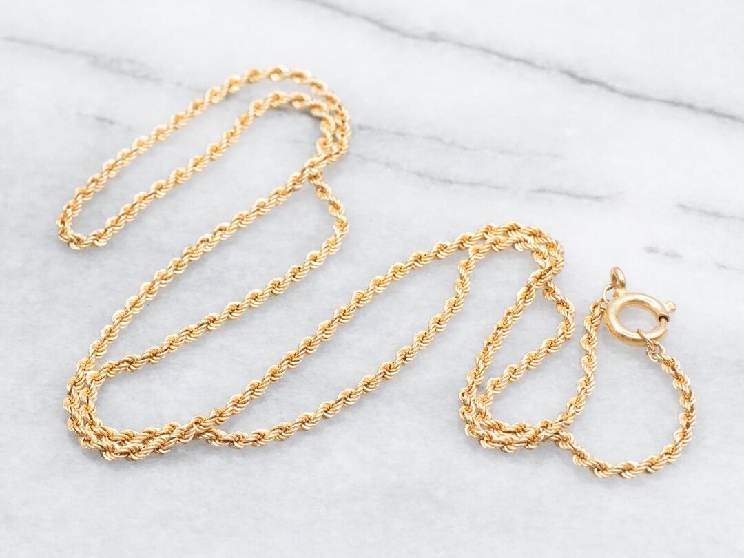 Yellow Gold Rope Twist Chain With Lobster Clasp, Yellow Gold Chain ...