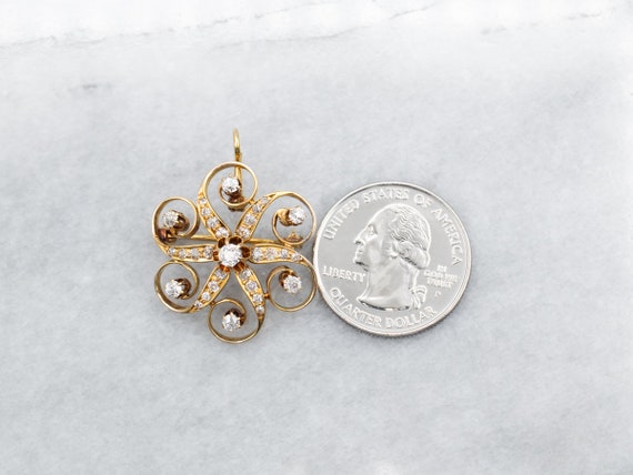 10K Yellow Gold Old Mine Cut Diamond Pinwheel Brooch … - Gem