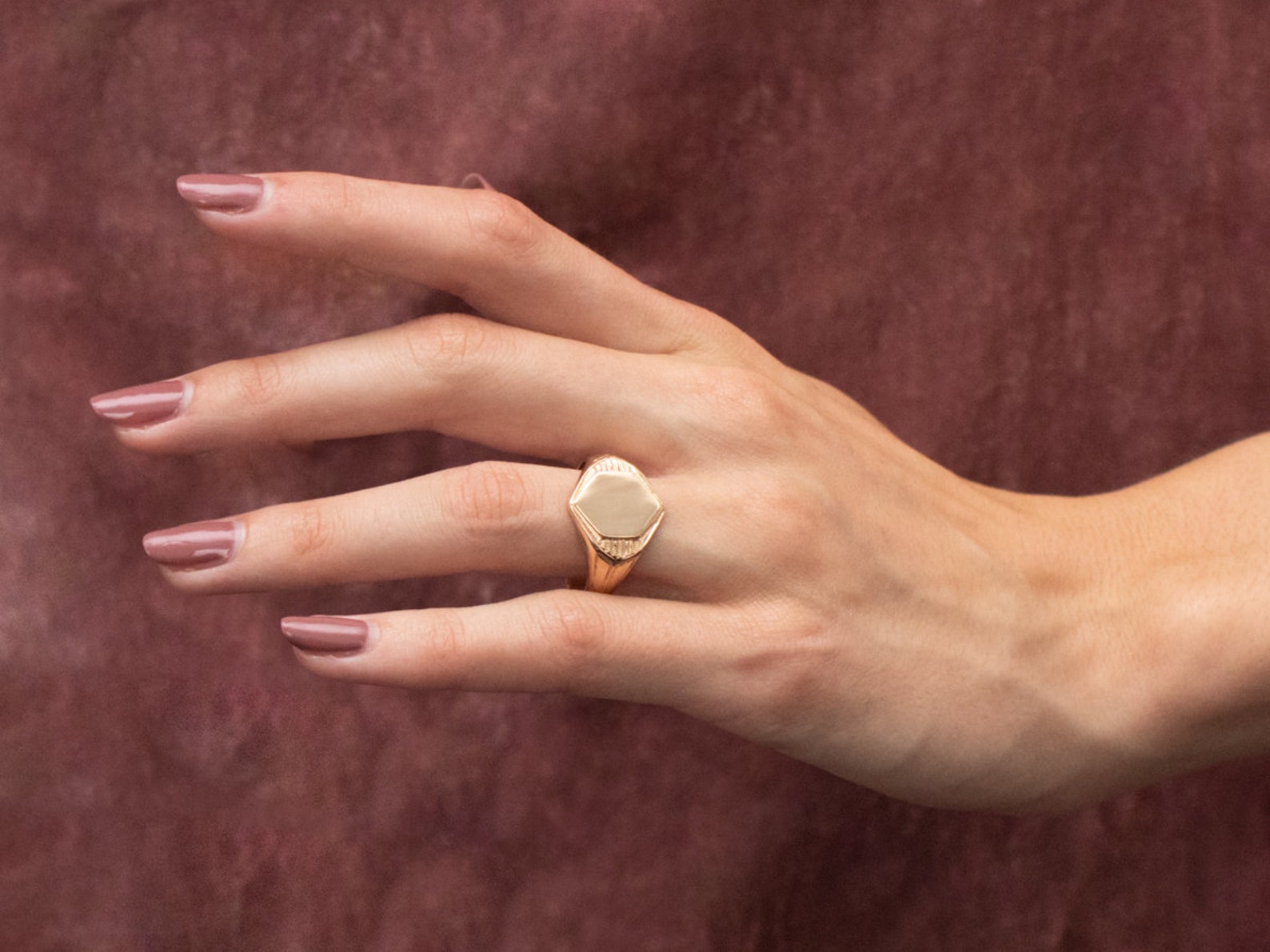 Vintage Gold Hexagonal Signet Ring Unisex Signet Ring Gold - Etsy