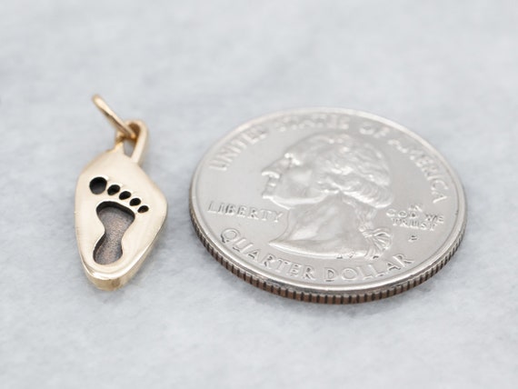 Gold Silhouette Foot Print Charm, Small Gold Foot Pri… - Gem