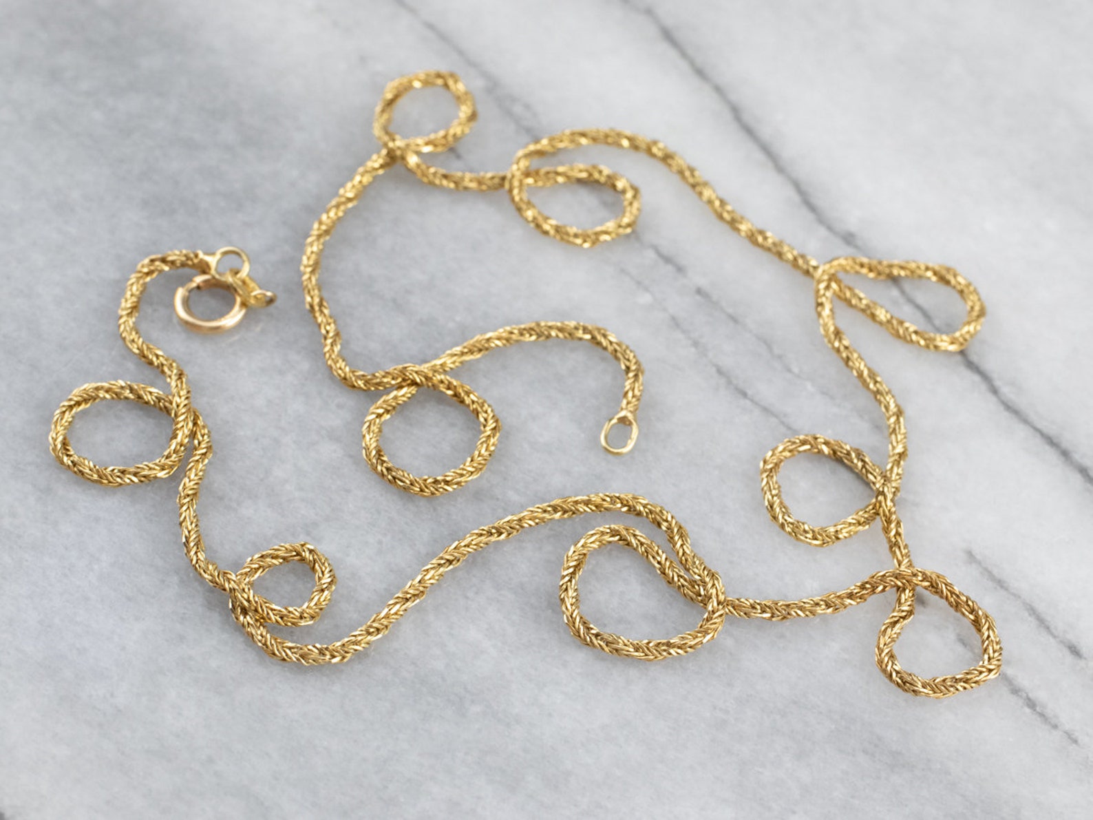 18K Gold Twisted Wheat Chain Layering Necklace Sparkling - Etsy