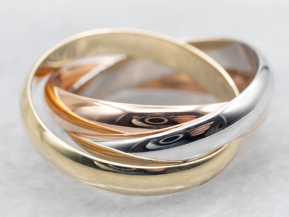 Tri Color Interlocking Bands, Tri Color Bands, Interl… - Gem