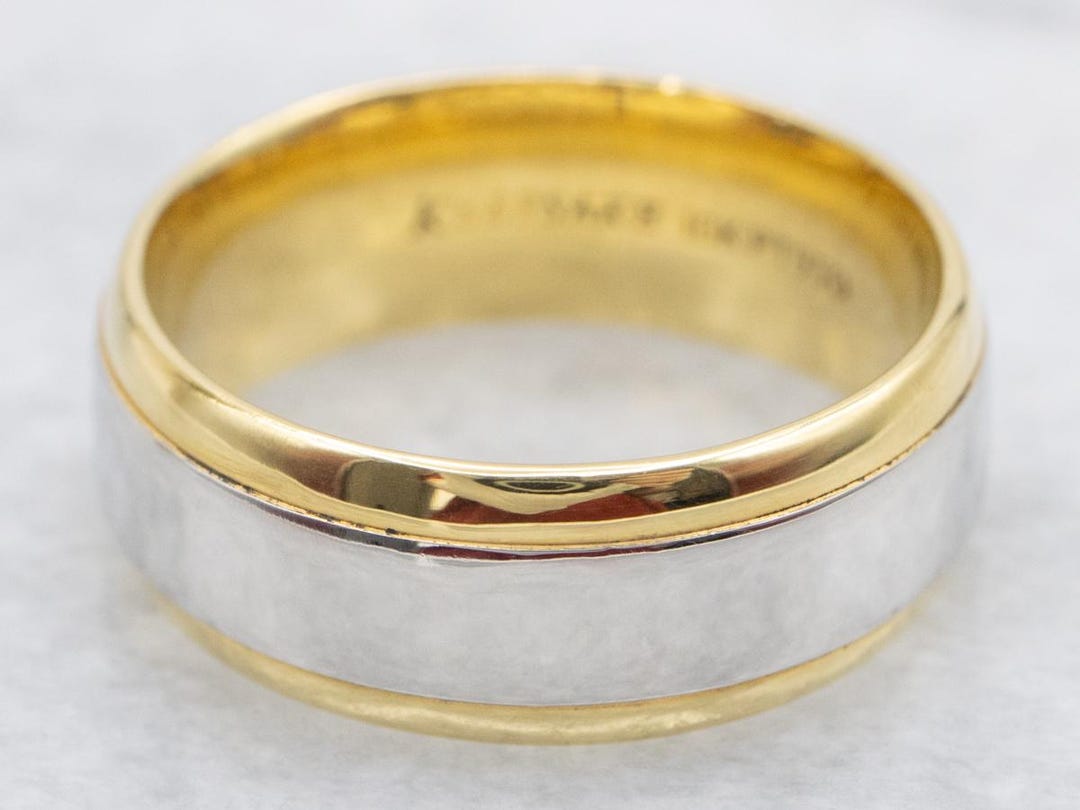 High Quality Wedding Band, Mixed Metal Band, Men's Wedding Band, Gold ...