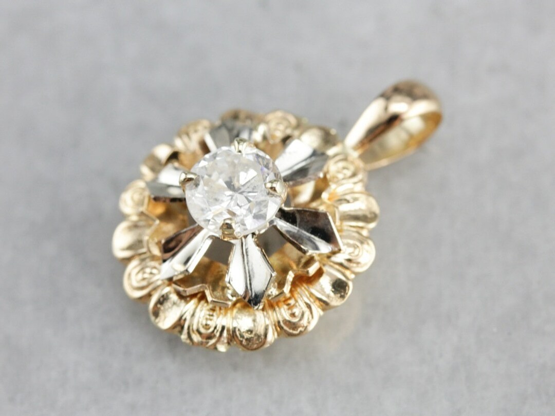 14K Yellow & White Gold Diamond Pinwheel Pendant (.60 Carat) - Etsy