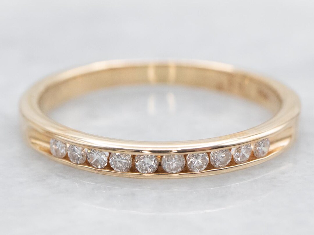 Thin Diamond Channel Set Band, Channel Set Band, Diamond Band, Wedding ...
