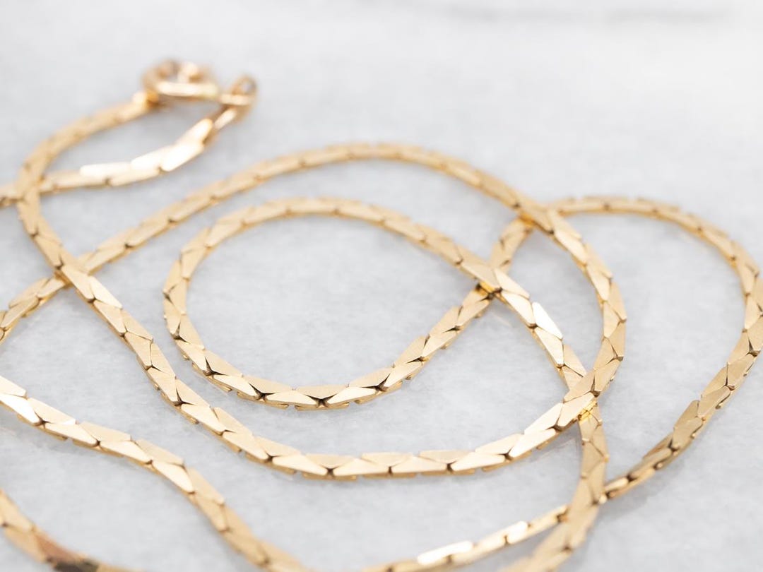 Yellow 14K Gold Cobra Chain, Flat Chain, Layering Necklace, Gold ...