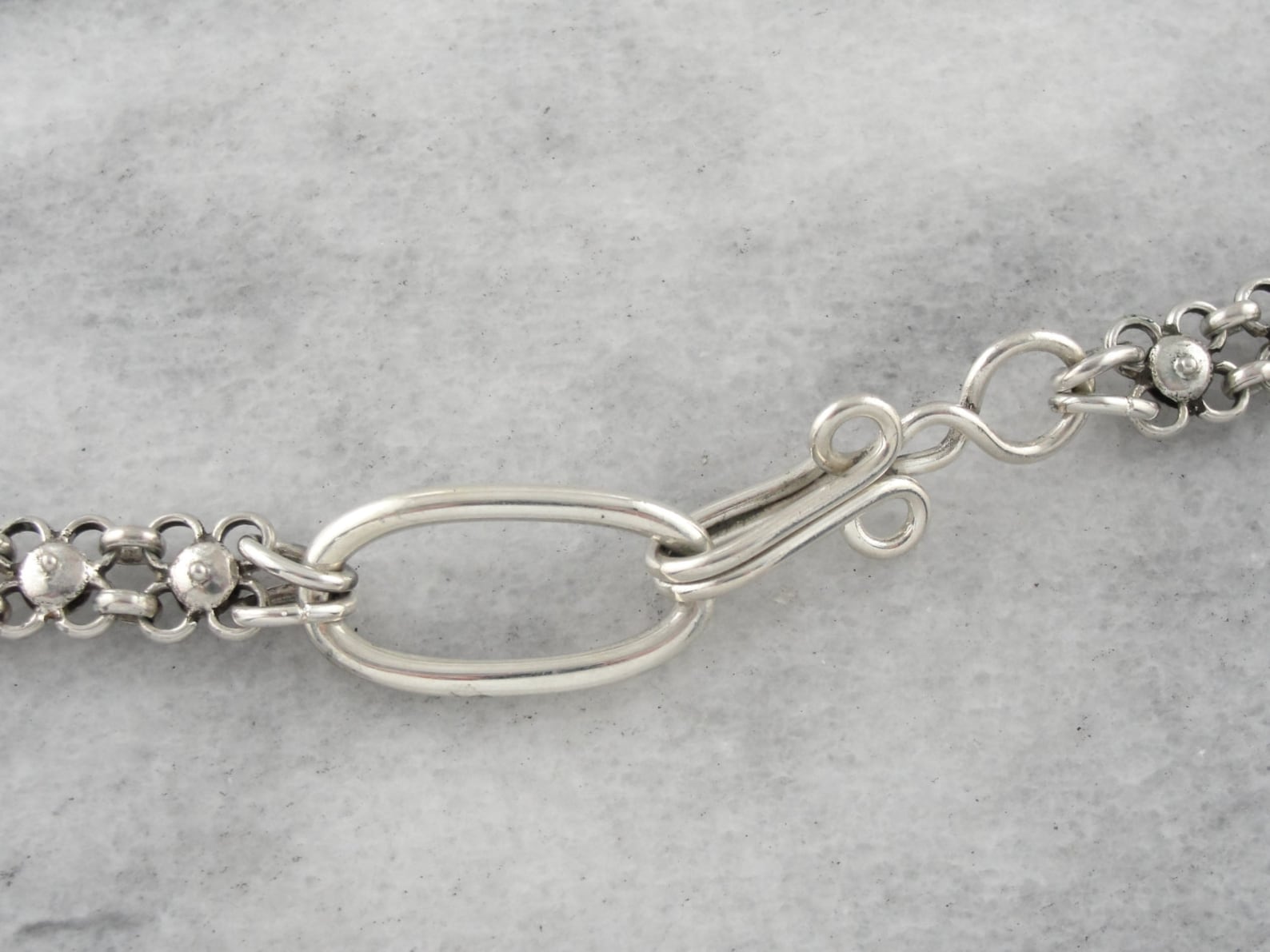 Handmade Floral Link Necklace With Large Decorative Hook Clasp 51CFHV-P ...