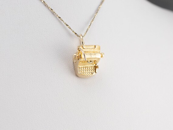 14K Gold Moving Typewriter Charm, Typewriter Pendant,… - Gem